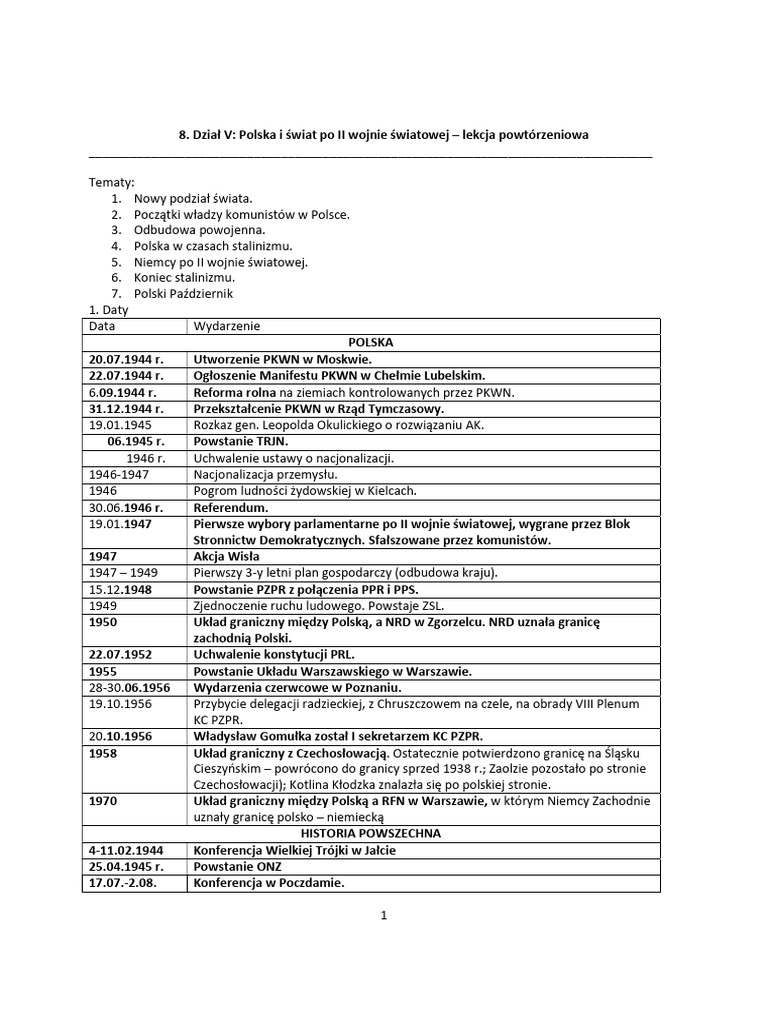 1lo 5d 8n Lekcja Powt | PDF