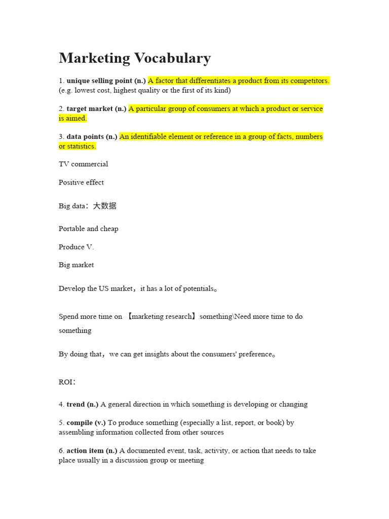 Marketing Vocabulary | PDF | Marketing | Private Sector