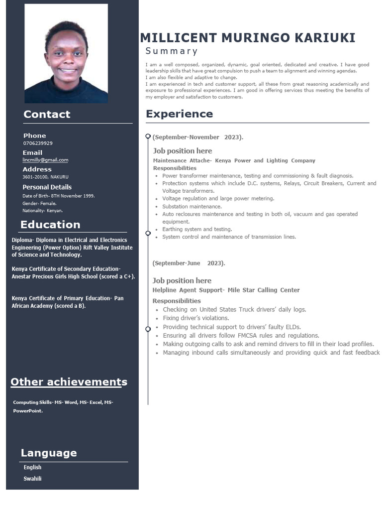 Professional Resume | PDF | Kenya | Electrical Substation