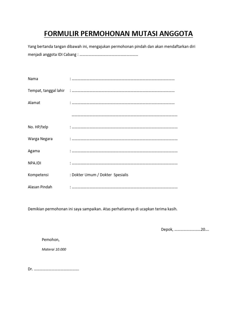 Form Mutasi 2022 | PDF | Pengelolaan Keuangan & Uang | Game & Aktivitas