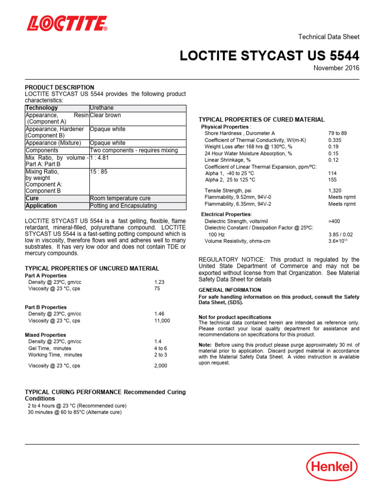 LOCTITE STYCAST US 5544 en - GL | PDF