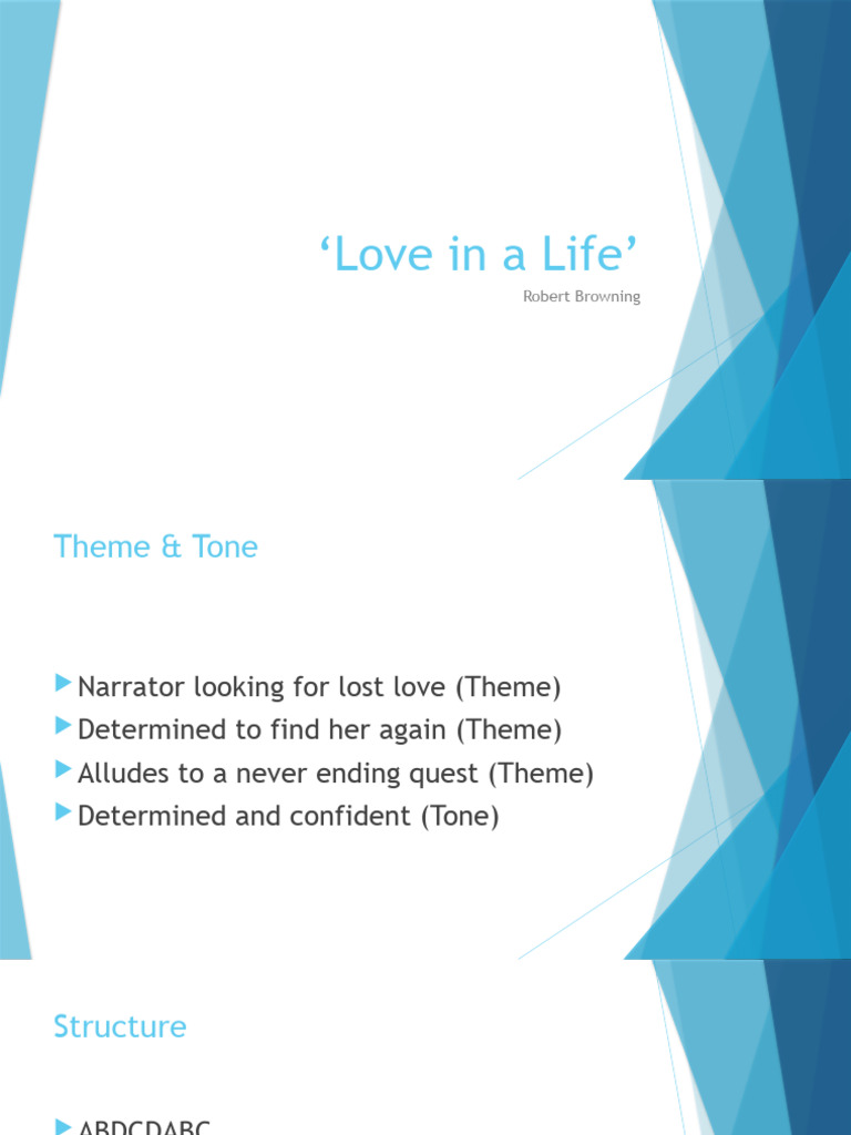 Themes and Structure in Browning's Love Poem | PDF