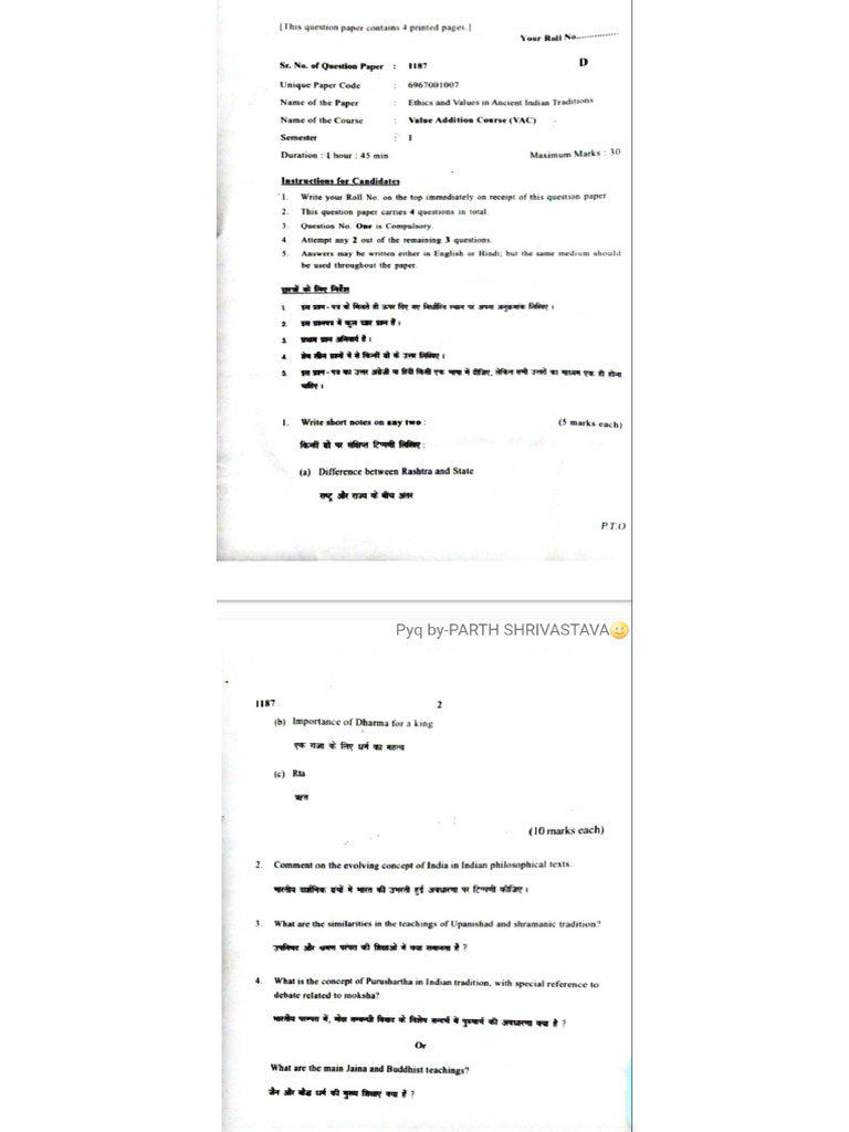 VAC Ethics and Values in Ancient Indian Tradition | PDF