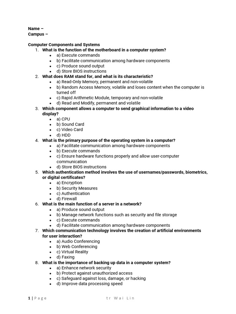 ICT 25 1 2024 Quiz | PDF