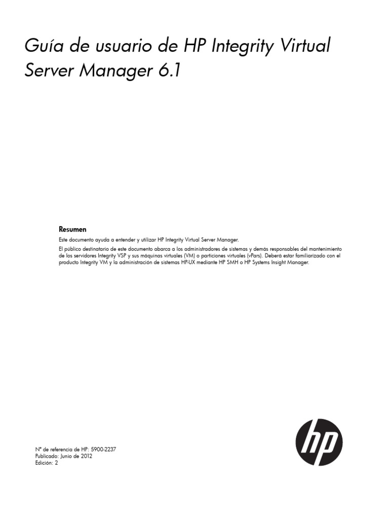 Guía de Usuario de HP Integrity Virtual Server Manager 6.1 | PDF | Sistema operativo | Software