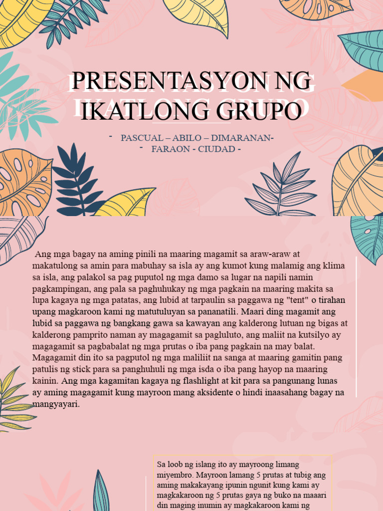 Presentasyon NG Ikatlong Grupo | PDF