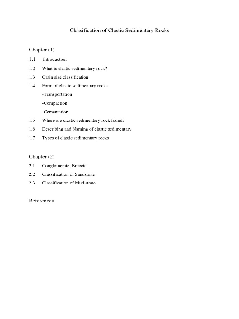 Classification of Clastic Sedimentary Rocks List | PDF