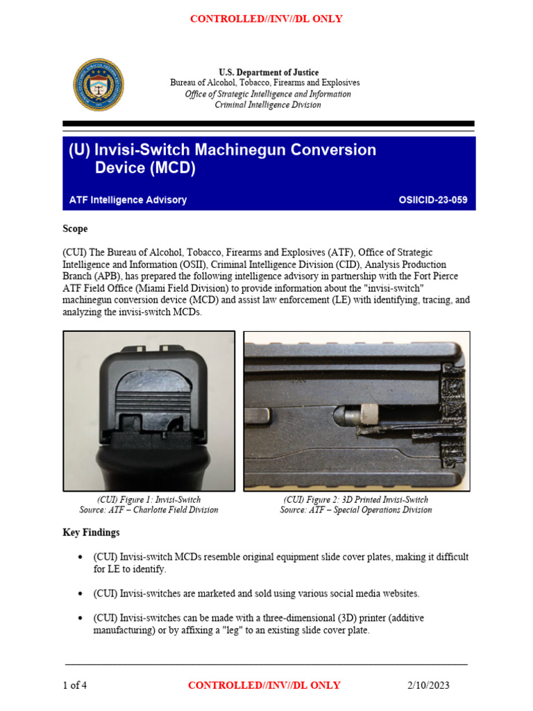 OSIICID 23 059 Invisi Switch 021023 | PDF | Bureau Of Alcohol | 3 D ...