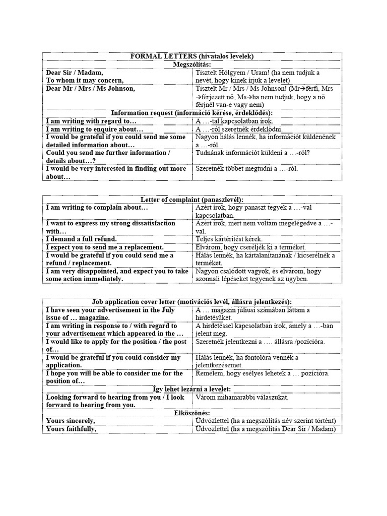 Formal Letters | PDF