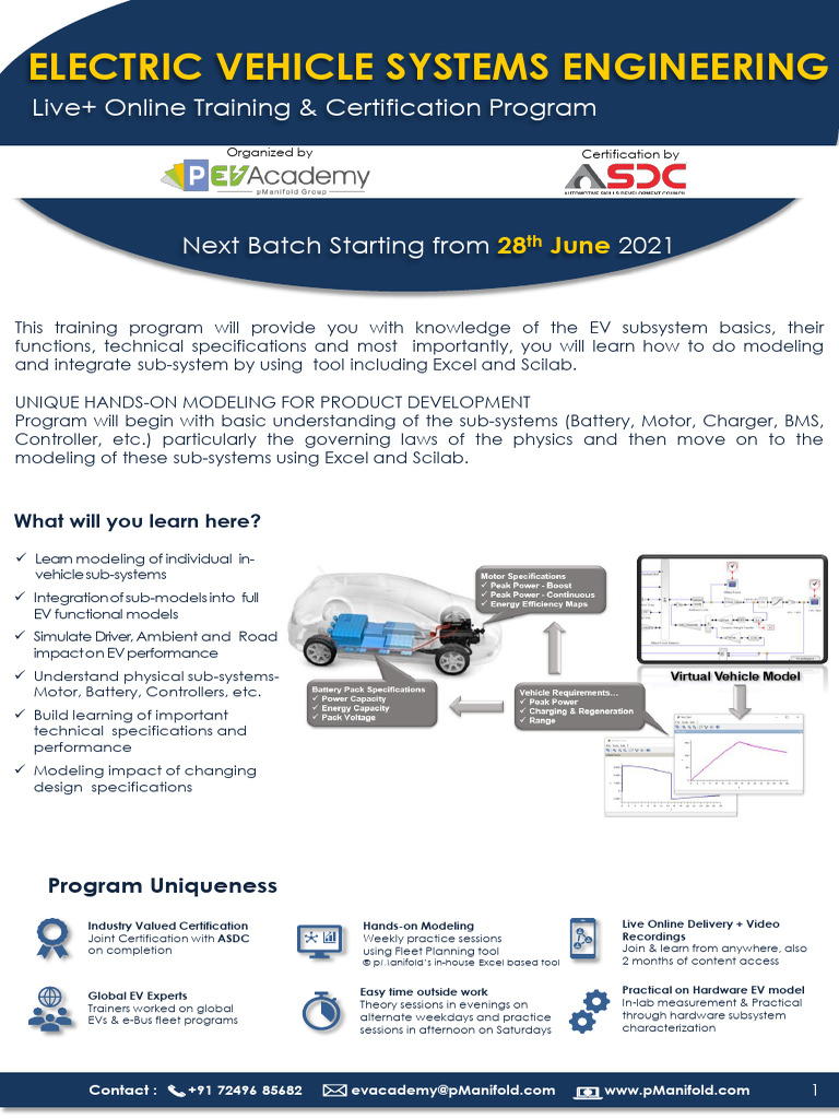 Electric Vehicle Systems Engineering Training Brochure Revised V1.1 ...
