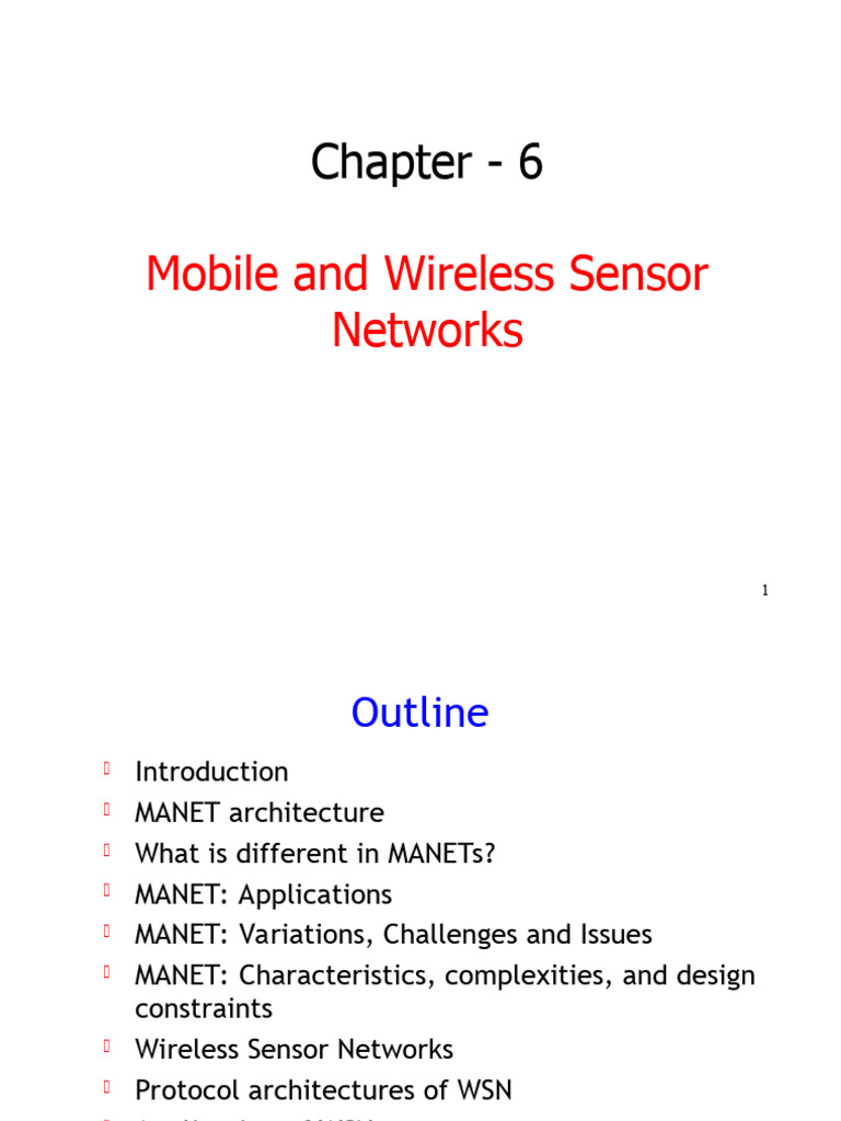 Chapter - 6 Mobile and Wireless Sensor Networks | PDF | Wireless Ad Hoc Network | Wireless ...