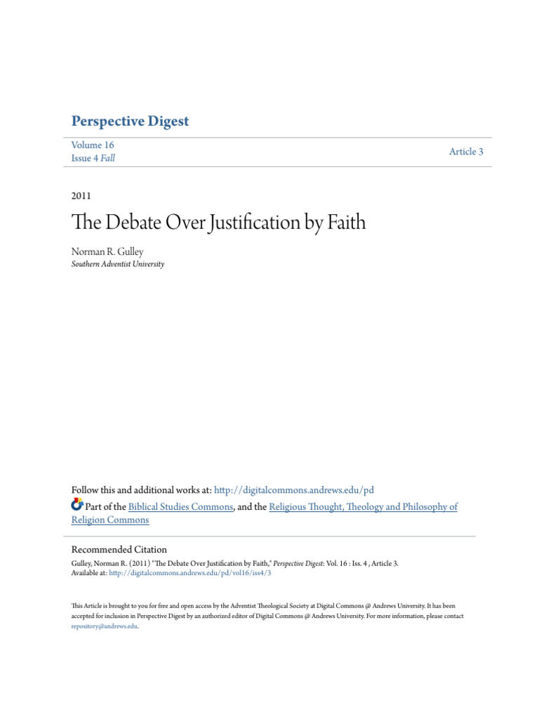 The Debate Over Justification by Faith | PDF | Justification (Theology ...