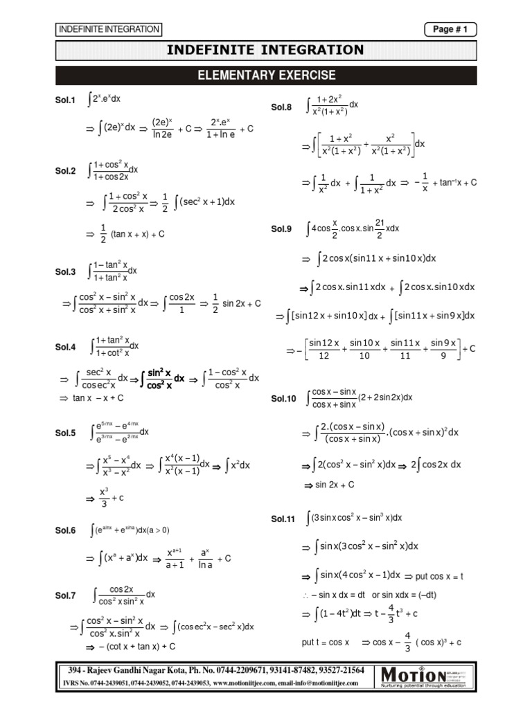 Elementary Exercise Motion Solution | PDF