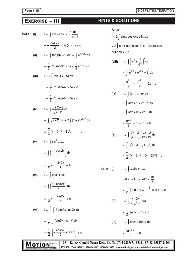 Exercise - 3 Motion Solution | PDF