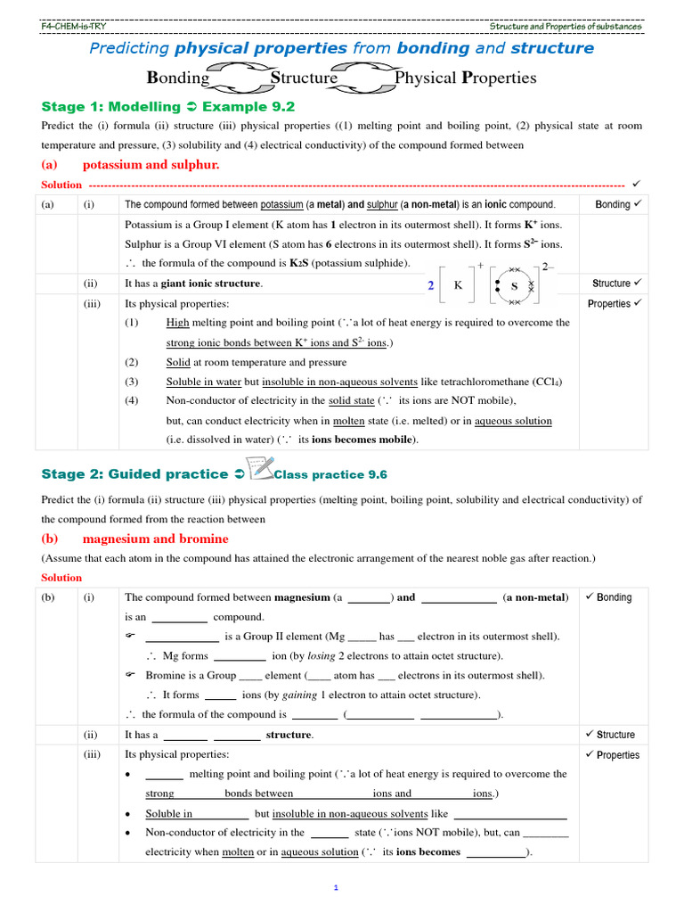 9.8 - Predicting Properties From Bonding and Structures | PDF ...