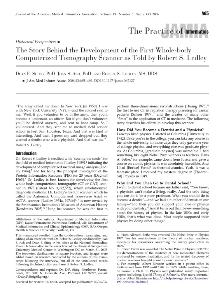 Story of Robert Ledley | Download Free PDF | Ct Scan | Medical Imaging