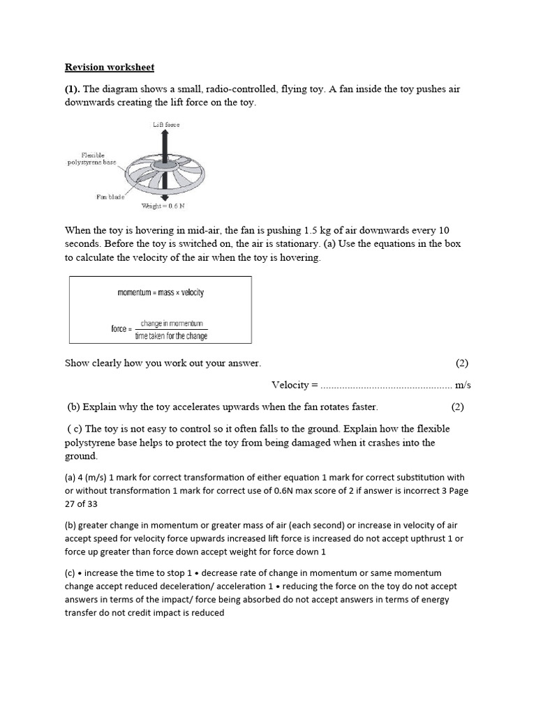 Physics Revision Worksheet: Forces & Motion | PDF | Momentum | Force