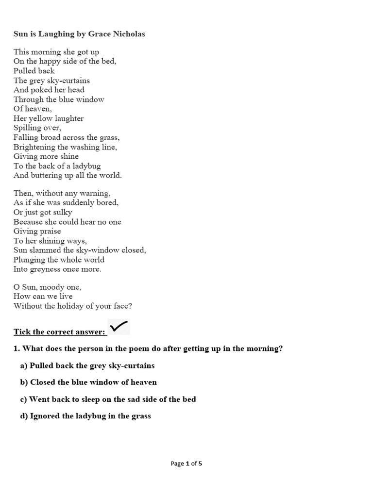 Sun Is Laughing and Morning (Eng Lit Revision) | PDF | Art