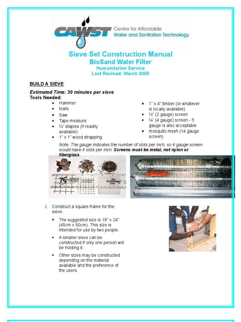 Build Your Own Sieve Set Guide | PDF | Manufactured Goods | Equipment