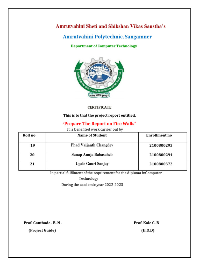 DCC Report FireWalls .... by VP | PDF