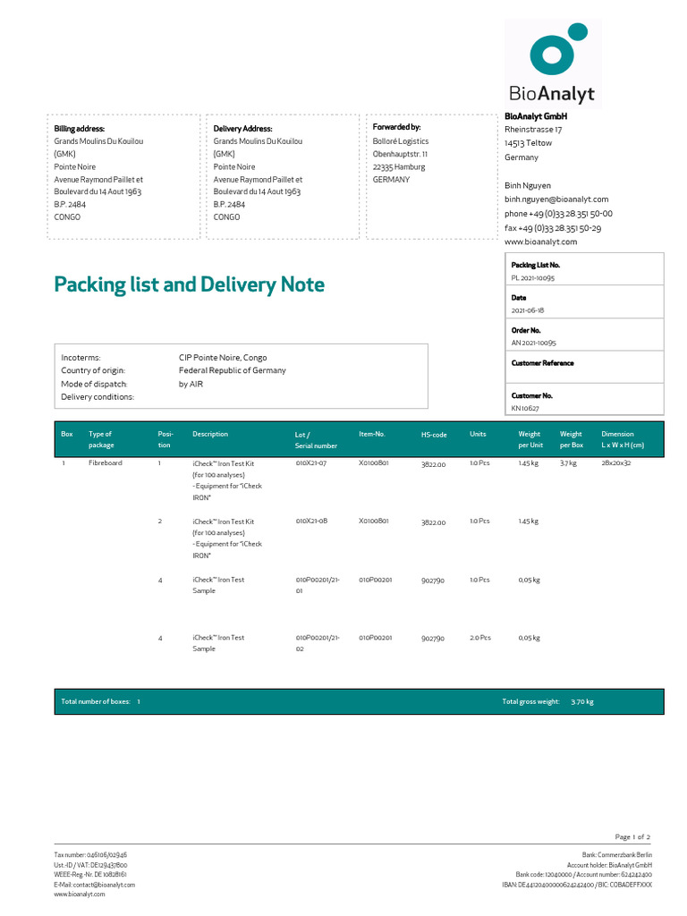 Packing List PL 2021-10095 V1 en JK | PDF | International Business ... Packing List PL 2021-10095 V1 en JK | PDF | International Business ...