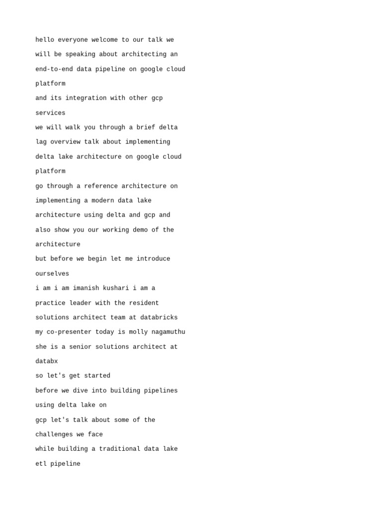 (English (Auto-Generated) ) Building End-to-End Delta Pipelines On GCP (DownSub - Com) | PDF ...