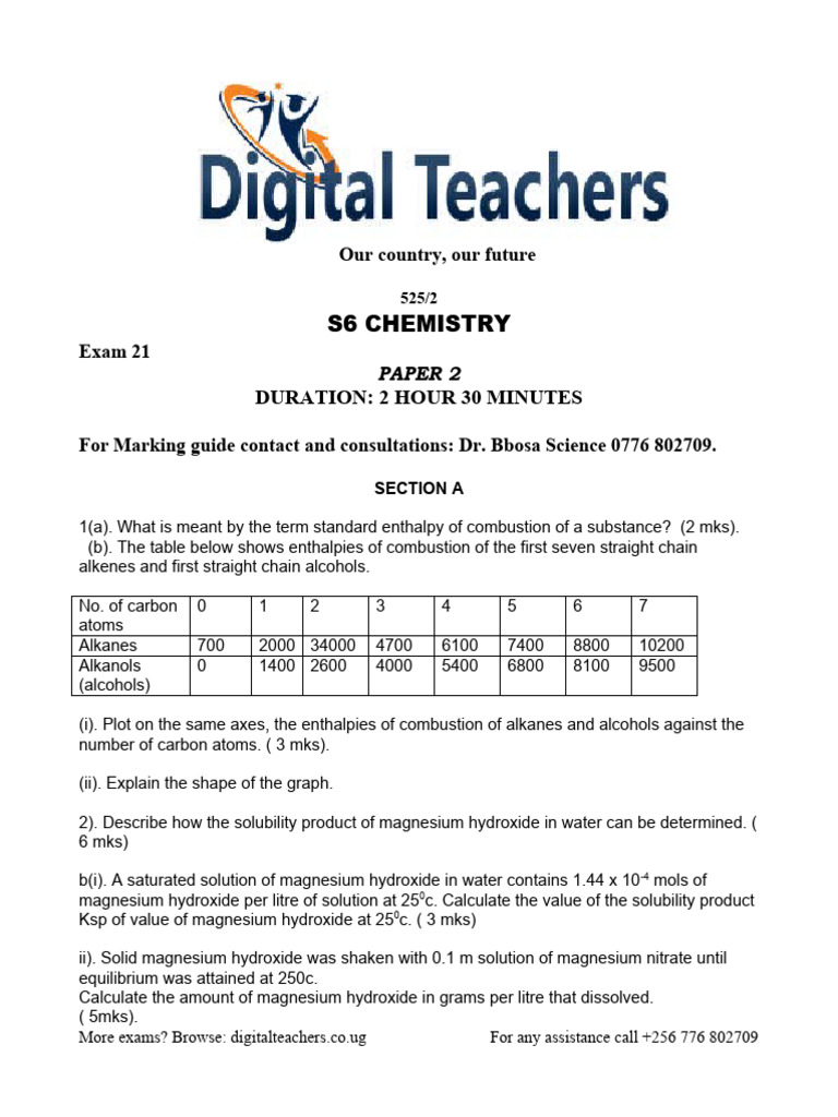 A Level Chemistry Paper 2 Exam 21 | PDF | Acid | Solubility