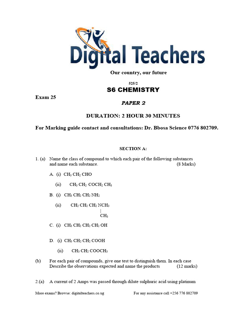A Level Chemistry Paper 2 Exam 25 | Pdf | Hydroxide | Applied And 