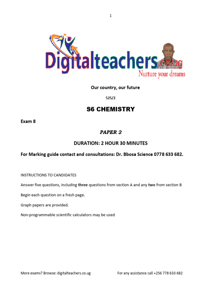 A Level Chemistry Paper 2 Exam 8 | PDF | Hydroxide | Chemical Reactions