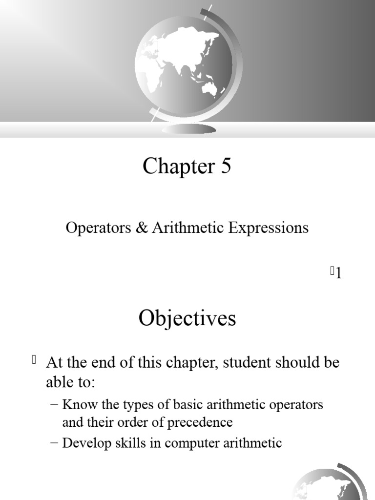 Chapter 5 Operators Arithmetic Expressions Pdf Computing Computer Programming