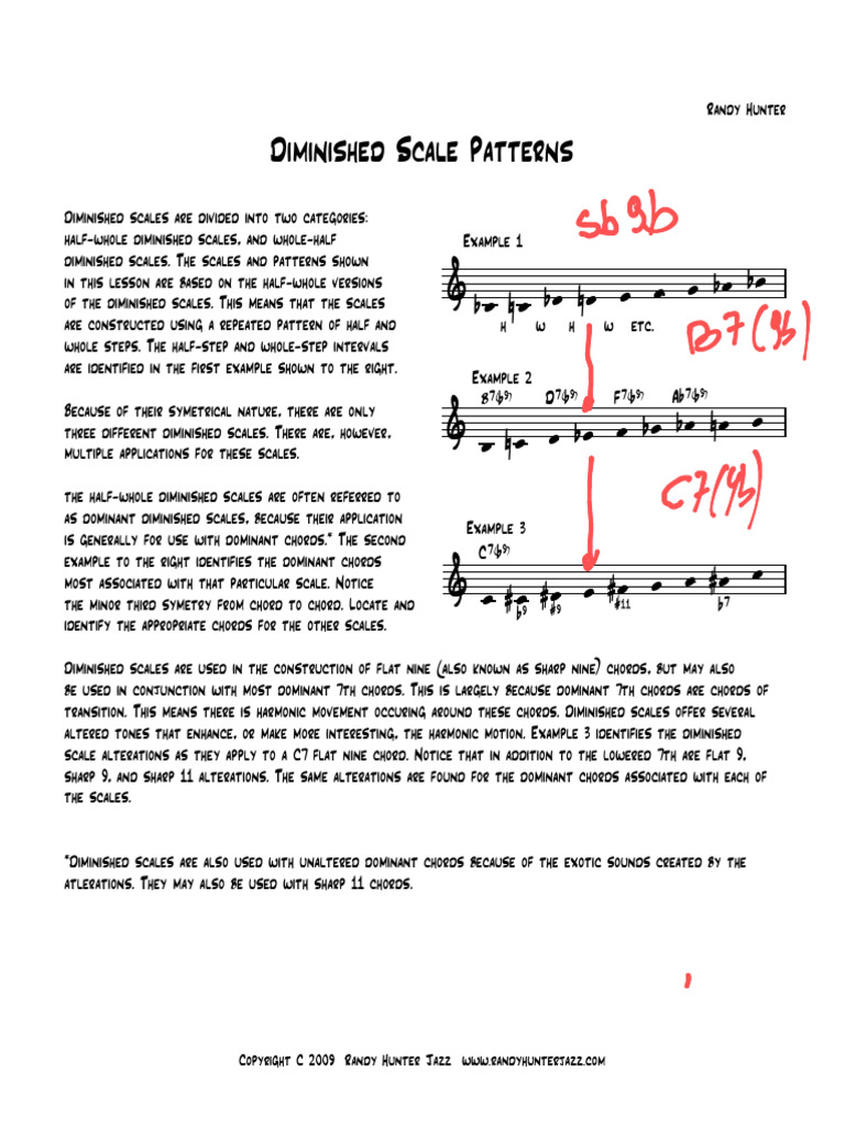 Hunter Diminished Scale Patterns | PDF | Scale (Music) | Chord (Music)