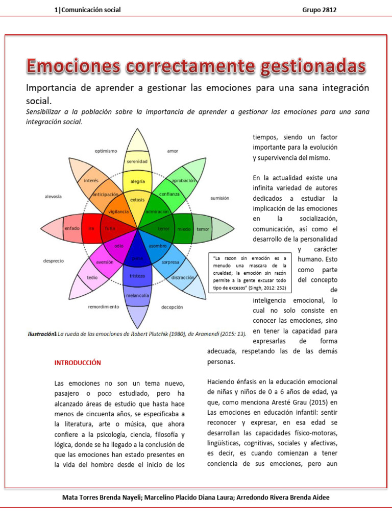 Emociones Correctamente Gestionadas | PDF | Las emociones ...