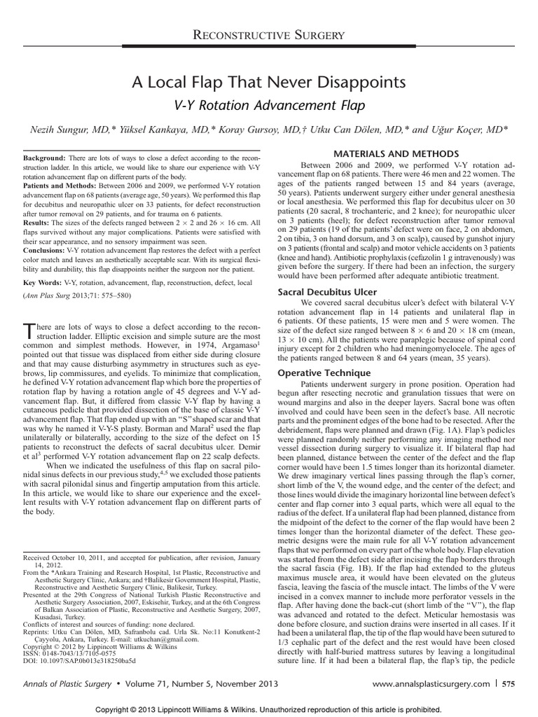 Hatchet Flap V-Y Rotation Advancement | PDF | Surgery | Plastic Surgery