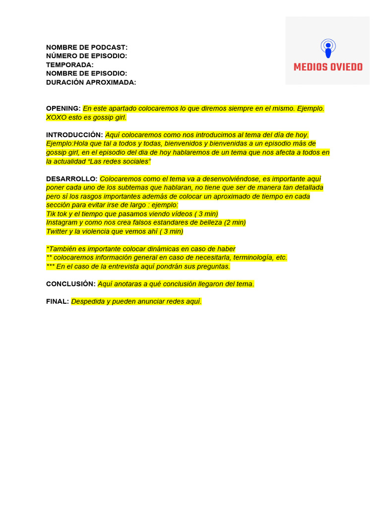 Copia de Formato Guion Medios | PDF