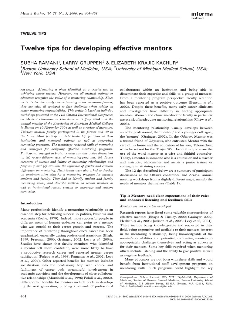 12 Tips of Developing Effective Mentor | PDF