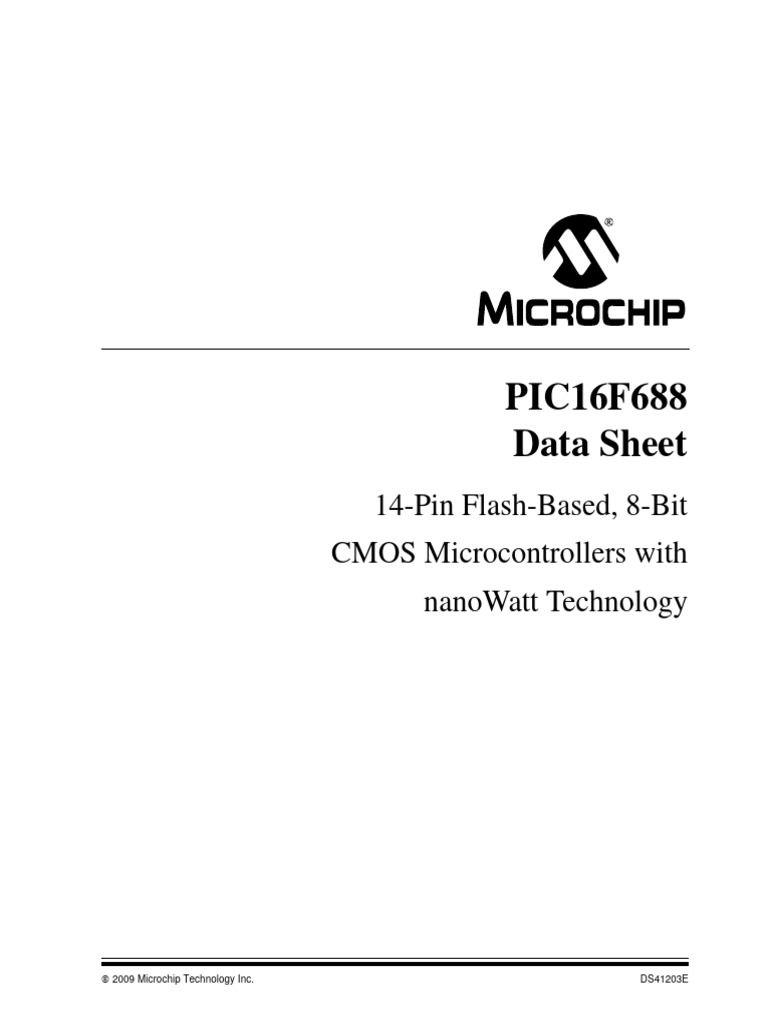 Pic16F688 Data Sheet: 14-Pin Flash-Based, 8-Bit Cmos Microcontrollers ...