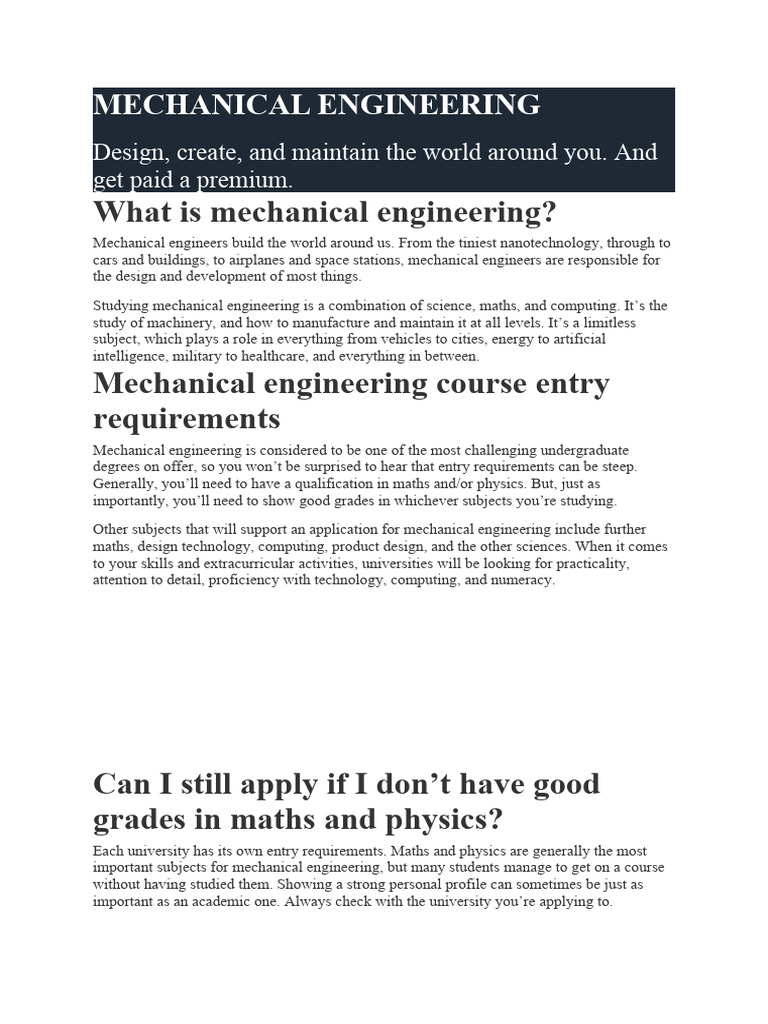 Mechanical Engineering | PDF | Mechanical Engineering | Engineering