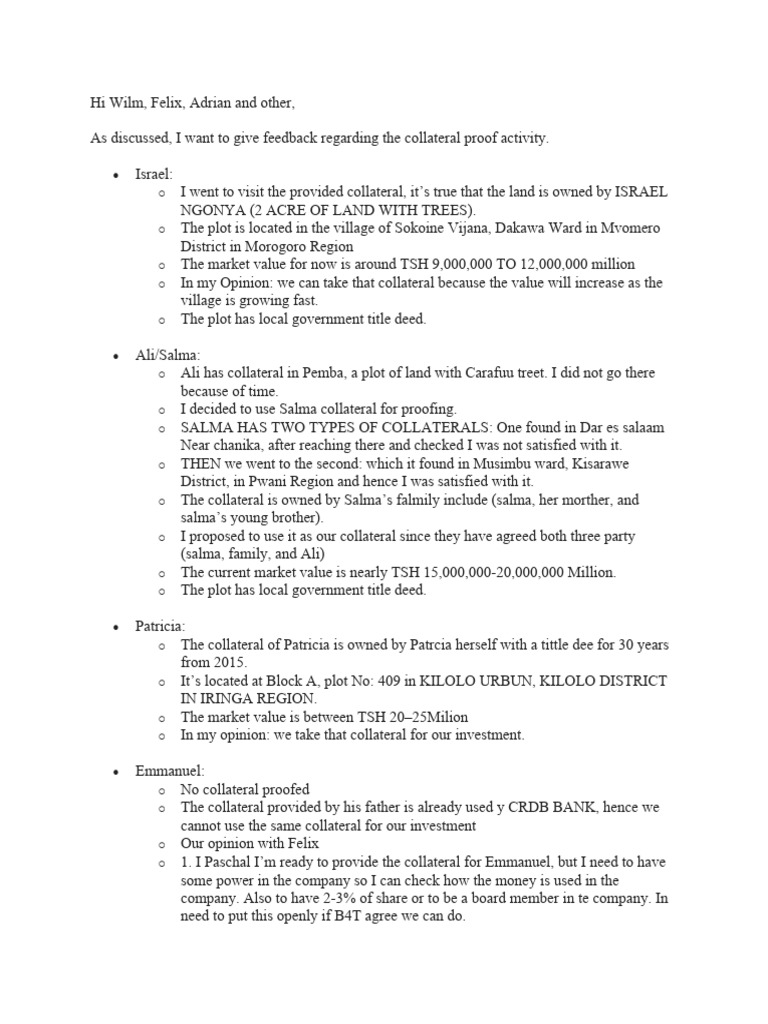 Collateral Evaluation Feedback | PDF | Economies | Money