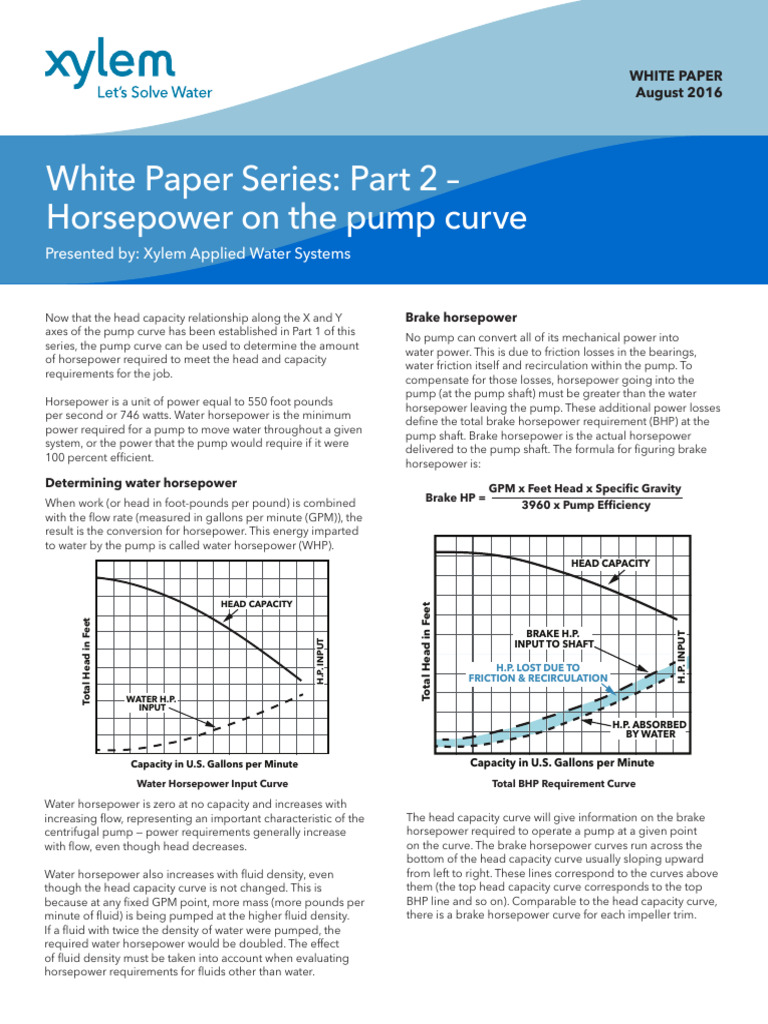 Pump Horsepower Calculations Explained | PDF | Horsepower | Pump