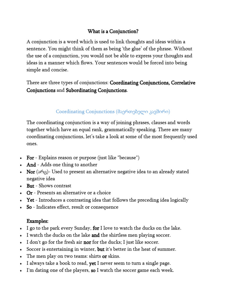 Conjunctions Theory | PDF