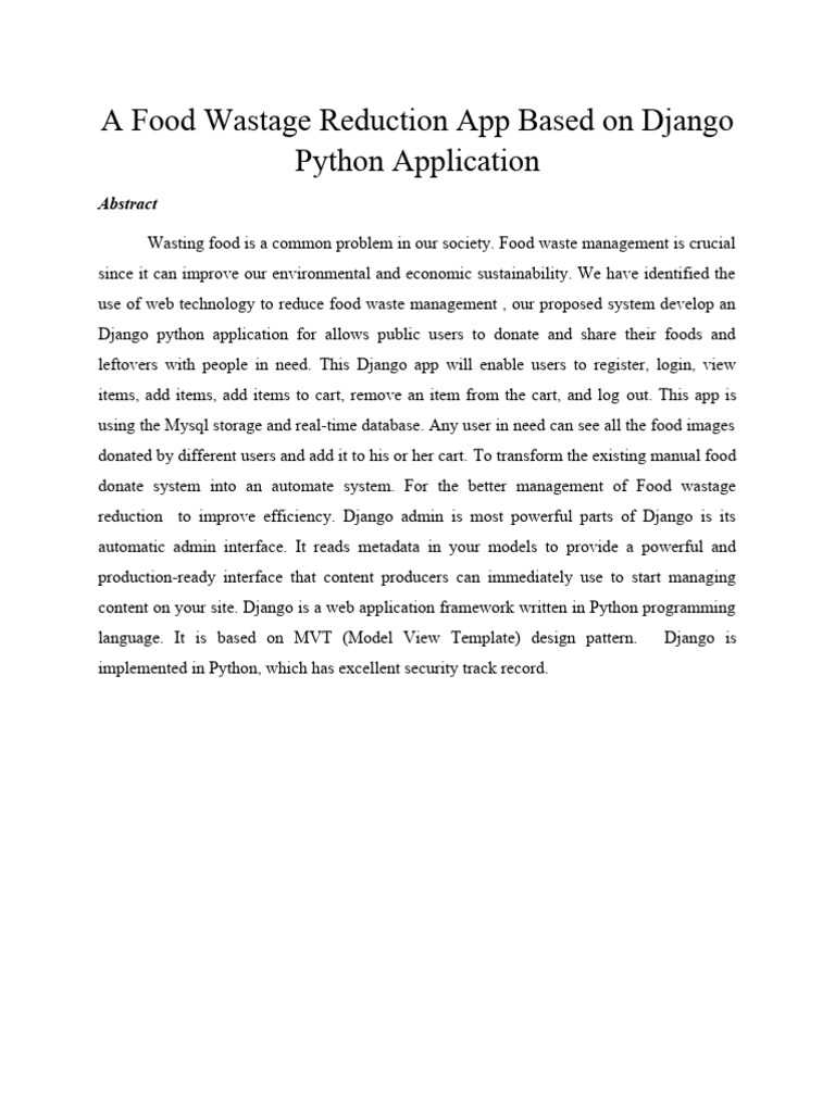 Abstract - Food Wastage - Django | PDF | Web Application | Software Engineering