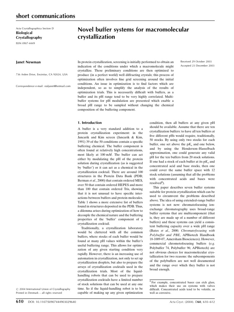 Extended Range BUFFER - Novel Buffer Systems For Macromolecular ...
