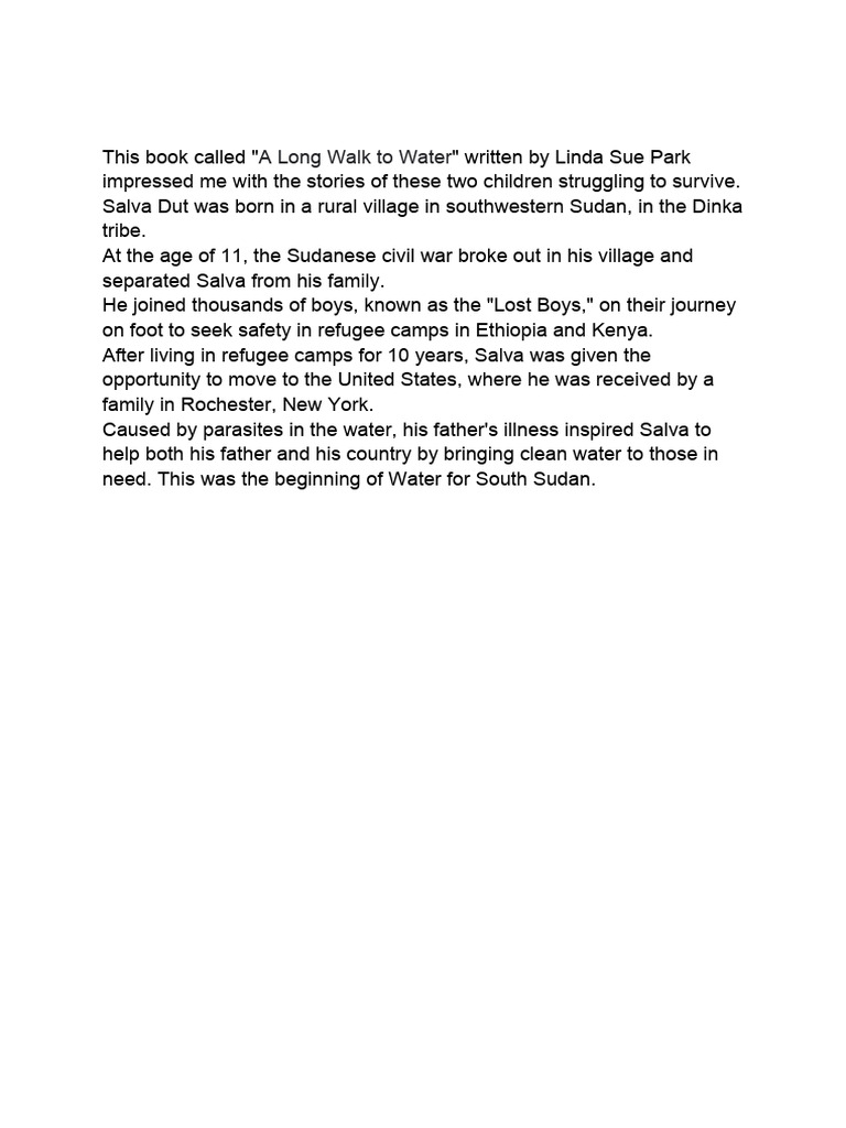 Salva Dut's Journey for Clean Water | PDF