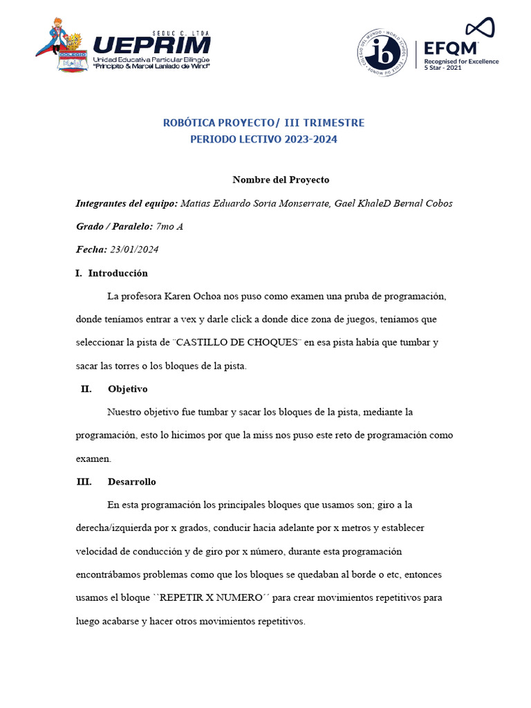 Informe Del Proyecto 7mo | PDF