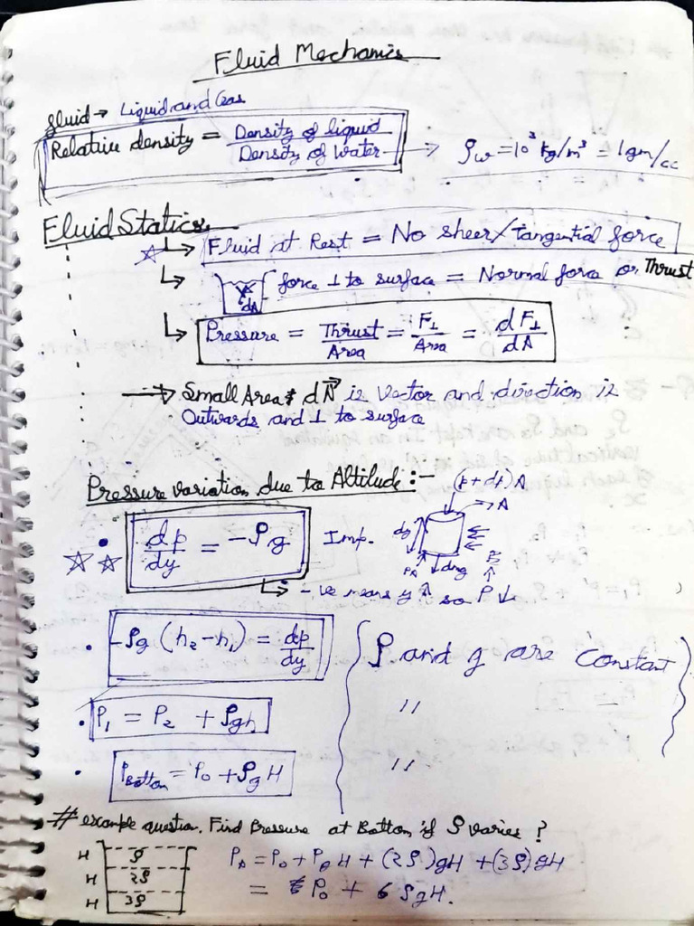 Fluid Mechanics Notes | PDF