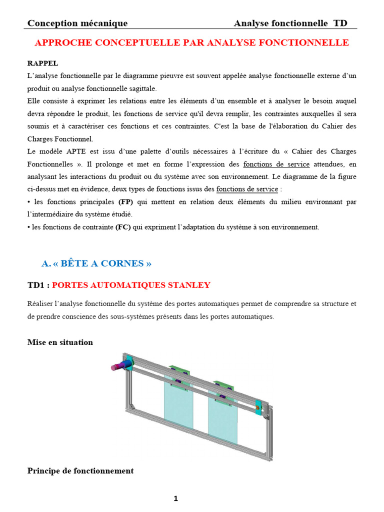 Conception Mécanique - Analyse Fonctionnelle TD | PDF | Usinage | Ingénierie mécanique