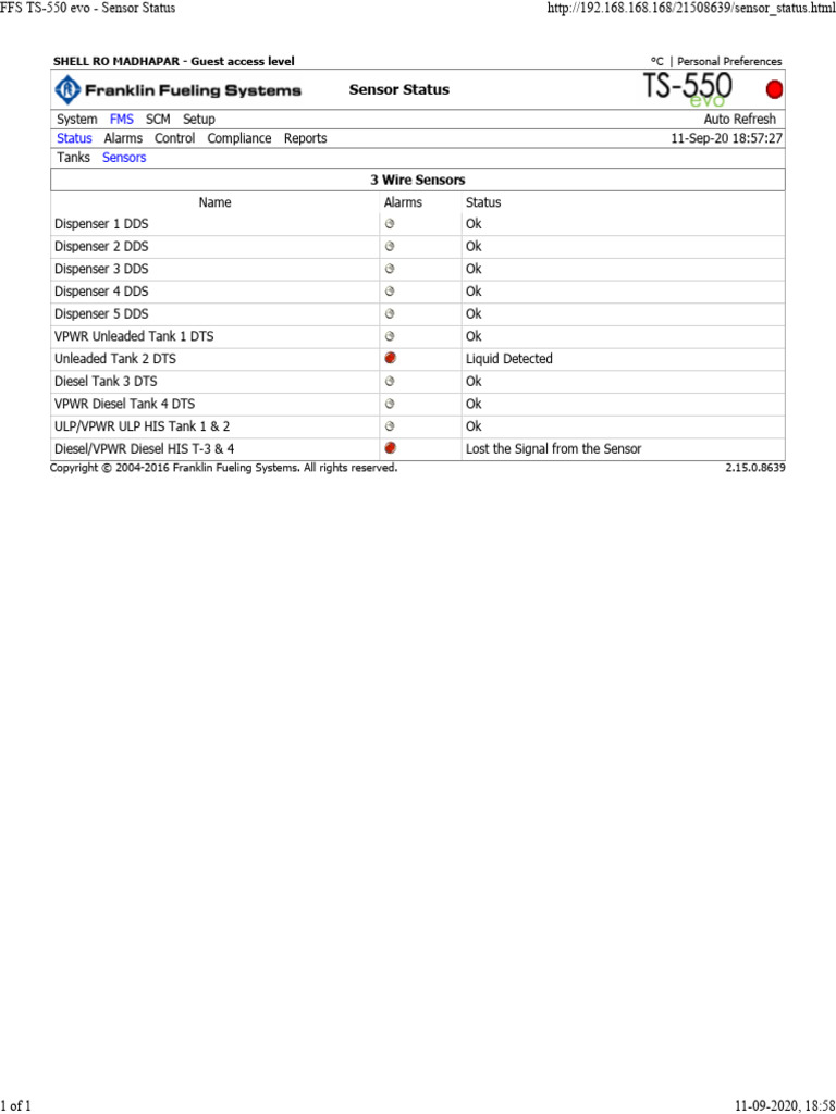 Sensor Status | PDF