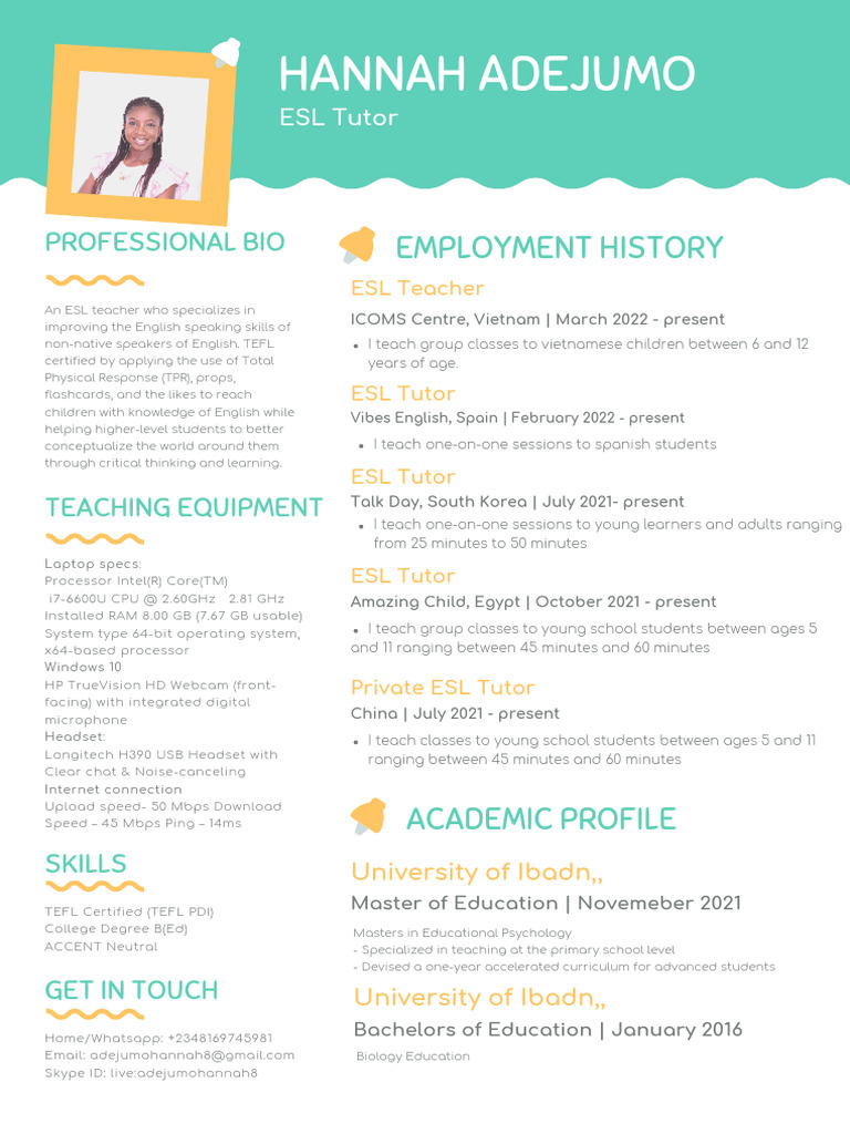 CV Hannah Adejumo | PDF