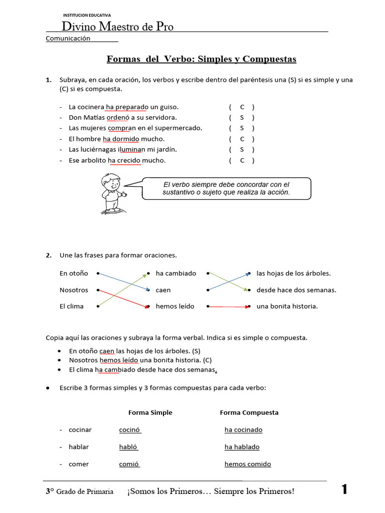 Verbos Simples y Compuestos: 3° Grado | PDF | Verbo | Lingüística