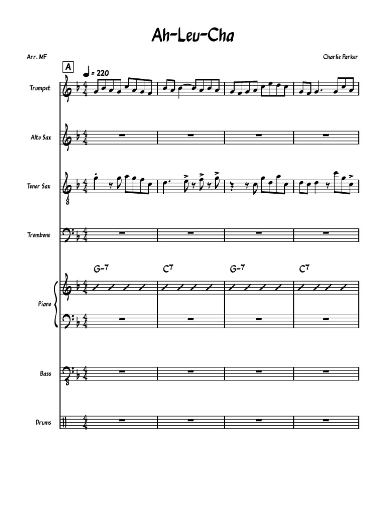 Ah Leu Cha Score - and - Parts | PDF | Musical Instruments | Saxophone